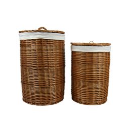 Lycce W&auml;schekorb - 47L oder 70L - rund aus Weide, Weidetonne, Deckel
