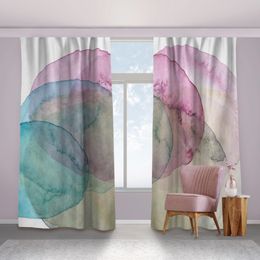 Vorhang Urknall - rosa - blickdichte Gardine Abstrakt Illustration Wohnzimmer Schlafzimmer Küche Bad Badezimmer Blau