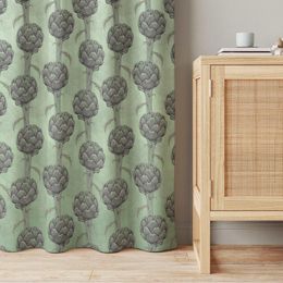 Vorhang Florale Eleganz Artischocke mit Grünverlauf - blickdichte Gardine Illustration Landhausstil Muster Blumen Floral Wohnzimmer Schlafzimmer