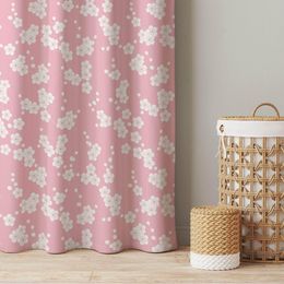 Vorhang Asiatisches Kirschblütenmuster in Rosa - blickdichte Gardine Blumen Floral Wohnzimmer Schlafzimmer Küche Bad Badezimmer Rosa