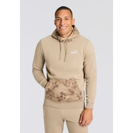 Kapuzensweatshirt Puma "ESS CAMO HOODIE FL", Herren, Gr. L, ice coffee, Fleece, Obermaterial: 66% Baumwolle, 34% Polyester, tarnfarben, regular fit normal, Rundhals, Sweatshirts
