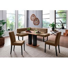 Eckbankgruppe MASSIVLINE & MORE "Martina", braun (spanplatte, massivholz, metall, mercury 105 braun, braun, schwarz), T:65cm, Holzwerkstoff, Massivholz, Polyester, Sitzmöbel-Sets, frei im Raum stellbar