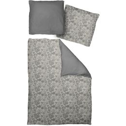 Wendebettwäsche Adam "Flower Cuvée light", schwarz, B/L: 155cm x 200cm, 1 Stk., 1 Stk., Renforcé, B/L: 80cm x 80cm, 2 Stk., Renforcé, Obermaterial: 100% Baumwolle, Bettwäsche, aus 100 % Bio-Baumwolle, 2 teilig - Bettwäsche Set