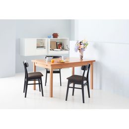 Esstisch HAMMEL FURNITURE "Basic Dinex, schnell innenliegende Einlegeplatten ausziehbar", rot (kirsche), B:140cm H:76cm T:90cm, Tischplatte: Furnier gebeizt und lackiert;Gestell: Massivholz, Tische, Furnier / Massivholz, in zwei Breiten, stabiler dänische Design Tisch