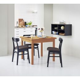 Esstisch HAMMEL FURNITURE "Basic Dinex, schnell innenliegende Einlegeplatten ausziehbar", rot (kirsche), B:90cm H:76cm T:90cm, Tischplatte: Furnier gebeizt und lackiert;Gestell: Massivholz, Tische, Furnier / Massivholz, in zwei Breiten, stabiler dänische Design Tisch