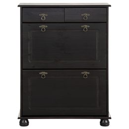 Schuhkommode Home Affaire "Finca", braun (dunkelbraun), B:75cm H:100cm T:30cm, Massivholz, Sideboards, aus massivem Kiefernholz, Höhe 100 cm