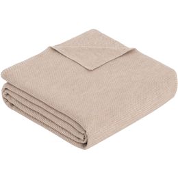 Kinderdecke Ibena "Wohndecke Charlotte mit GOTS", beige, B:70cm L:100cm, Baumwolle, Wohndecken, mit gewebter Struktur
