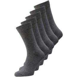 Jack & Jones Basicsocken JACK & JONES "JACJENS SOCK 5 PACK NOOS", Herren, grau (dk grau melange), Baumwollmischung, meliert, Socken