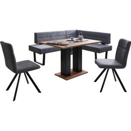 Eckbankgruppe MASSIVLINE & MORE "Martina", blau (spanplatte, metall, mercury 121 blaugrau, blau, grau, schwarz), T:65cm, Holzwerkstoff, Massivholz, Polyester, Sitzmöbel-Sets, frei im Raum stellbar