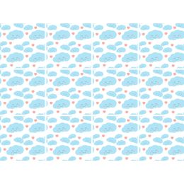 Fliesenaufkleber queence "Wolken", blau (blau, rosa), B:15cm H:15cm T:0,1cm, Fliesenaufkleber, Stickerfliesen, selbstklebend, Sticker, 12er Set