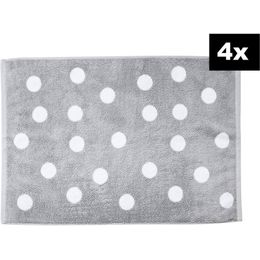 Badematte done. "DAILY SHAPES Dots 4er-Set", silber (silberfarben), H:5mm, Baumwolle, Badematten, Badvorleger aus 100% Baumwolle, Jacquardgewebt