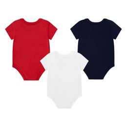 Body Nike Sportswear "für Babies", Kinder, Gr. 68 (6), N-Gr, rot (weiß, obsidian, rot), Jersey, Obermaterial: 60% Baumwolle, 40% Polyester, unifarben, Rundhals, abgesteppt, Bodys