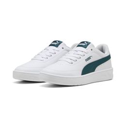 Sneaker Puma "COURT CLASSIC CLEAN JR", Gr. 38, weiß (Puma weiß, grün terrain), Synthetik, Schuhe