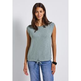 T-Shirt Street One, Damen, Gr. 44, blau (arona blau), Stoff, 95% Viskose, 5% Elasthan, unifarben, Casual, normal normal, U-Boot-Ausschnitt, abgesteppt, Shirts, Feel Good Fit