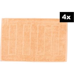 Badematte done. "DAILY UNI 4er-Set", orange (peach), H:5mm, Baumwolle, Badematten, Badvorleger aus 100% Baumwolle