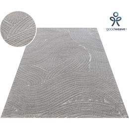 Wollteppich my home "Falun, handgewebt, Wolle, Hoch-Tief-Struktur" Gr. 1, grau (taupe), B:60cm H:12mm L:90cm, Kunstfaser, Wolle, Teppiche, einfarbig, Wolle, Teppich, Wohnzimmer, Schlafzimmer, Esszimmer