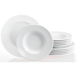 Tafelservice Retsch Arzberg "Geschirr-Set Novo", weiß, 12 Stk., Porzellan, Geschirr-Sets, Teller Set, weiß, Made in Germany, 12 Teile, für 6 Personen