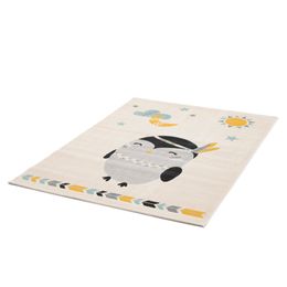Kinderteppich "COCOON - Wunderwelt", beige (beige,gelb,hellblau), B:120cm H:6mm L:170cm, Polypropylen, PRIMAFLOR-IDEEN IN TEXTIL, Teppiche, Kinderteppich, Kurzflor, Motiv Pinguin