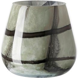 Tischvase Fink "MARLY", grün (hellgrün, schwarz), H:17cm Ø:18,5cm, Glas, Vasen, Dekovase, Blumenvase, Windlicht, Vase aus Glas