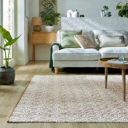Teppich FLAIR RUGS "Dream", grün, B:160cm H:3mm L:230cm, Baumwolle, Kunstfaser, Wolle, Teppiche, aus Wollmischung, Wohnzimmer, Schlafzimmer, Esszimmer