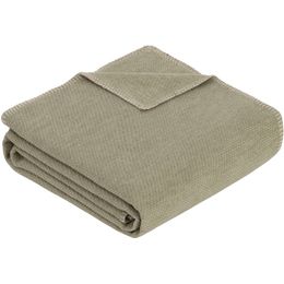 Kinderdecke Ibena "Wohndecke Charlotte mit GOTS", grün, B:70cm L:100cm, Baumwolle, Wohndecken, mit gewebter Struktur