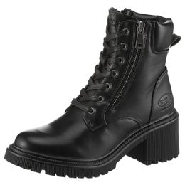 Schnürstiefelette Dockers by Gerli, Damen, Gr. 41, schwarz, Lederimitat, Schuhe, Biker Boots mit Reißverschluss