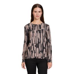 BETTY & CO Kurzarmshirt BETTY & CO "Damen Casual-Shirt mit Tunnelzug", Damen, Gr. L, schwarz (schwarz, nature), Obermaterial: 97% Polyester, 03% Elasthan., loose fit normal, Rundhals, Shirts, Druck
