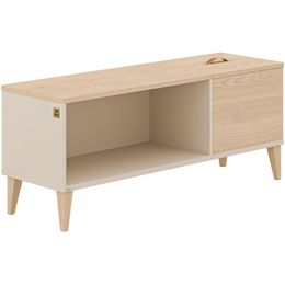 Lowboard Paidi "MILA & BEN Steiff by Paidi in Beige, 3 Türen mit Push-to-open", beige (cashmere, beige, scandinavian, wood), B:129cm H:53,4cm T:40,1cm, Spanplatte, Sideboards, stabiles Regal mit Massivholz-Füßen, Standregal, geprüfte Qualität
