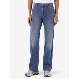 Weite Jeans Noisy may "NMYOLANDA NW WIDE JEANS AZ308MB FWD NOOS", Damen, Gr. 25, Länge 30, blau (medium blau denim), Denim/Jeans, Obermaterial: 99% Baumwolle, 1% Elasthan, unifarben, extralang, Jeans, extra lang
