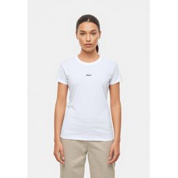 T-Shirt BOSS Orange "Elogo Premium Damenmode", Damen, Gr. L (40), weiß (weiß 100), Single Jersey, Obermaterial: 100% Baumwolle, unifarben, regular fit, Rundhals, abgesteppte Kante, Shirts, mit Label-Stitching