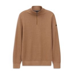 Troyer Bugatti "Basic Essential", Herren, Gr. L, 60, taupe, Sweatware, 100% Baumwolle, unifarben, regular fit, ohne Ausschnitt, Rippbündchen, Pullover, aus reiner Baumwolle