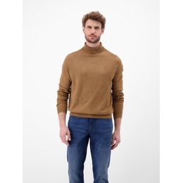 Rollkragenpullover Lerros "Lerros Herren Rollkragen-Strickpullover", Herren, Gr. L, light coffee melange, 100% Baumwolle, ohne Ausschnitt, Pullover