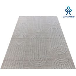 Wollteppich my home "Boras, handgewebt, Wolle, Hoch-Tief-Struktur" Gr. 3, beige (sand), B:120cm H:11mm L:180cm, Wolle, Teppiche, einfarbig, Wolle, Teppich, Wohnzimmer, Schlafzimmer, Esszimmer