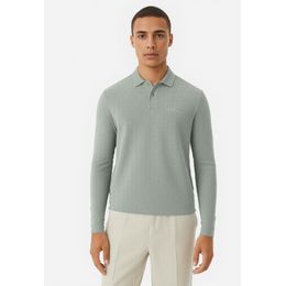Poloshirt BOSS Orange "Petempestolong", Herren, Gr. 4XL, grün (open grün351), Jersey, Obermaterial: 82% Baumwolle, 12% Polyamid, 6% Elasthan, regular fit, hoch geschlossener Ausschnitt, eingesetzt Bündchen, Shirts, mit Knopfleiste