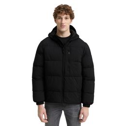 Steppjacke Tom Tailor Denim, Herren, Gr. M, schwarz, Web, Obermaterial: 100% Polyester. Futter: 100% Polyester, Strukturmuster, unifarben, regular fit taillenbedeckt, elastischer Bund, Jacken, mit Kapuze