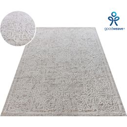 Wollteppich my home "Umea, handgewebt, Wolle, Hoch-Tief-Struktur" Gr. 7, beige (creme meliert), B:240cm H:14mm L:320cm, Wolle, Teppiche, einfarbig, Wolle, Teppich, Wohnzimmer, Schlafzimmer, Esszimmer