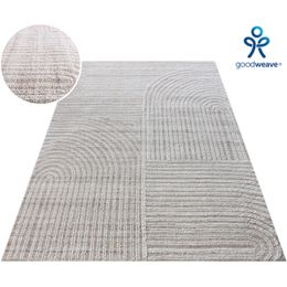 Wollteppich my home "Brevik, handgewebt, Wolle, Hoch-Tief-Struktur" Gr. 1, grau (taupe), B:60cm H:11mm L:90cm, Baumwolle, Wolle, Teppiche, einfarbig, Wolle, Teppich, Wohnzimmer, Schlafzimmer, Esszimmer