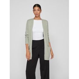 Strickjacke Vila "VIRIL OPEN L/S KNIT CARDIGAN - NOOS", Damen, Gr. L, grün (oil grün detail:melange), Strick, Obermaterial: 50% Viskose, 27% Nylon, 23% Polyester, meliert, regular fit hüftbedeckend, V-Ausschnitt, Strickjacken