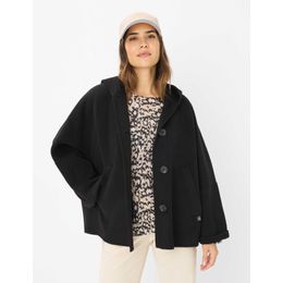 Langmantel Brax "Style DUBLIN", Damen, Gr. 42, schwarz, Web, 50% Wolle, 50% Polyester, Mäntel