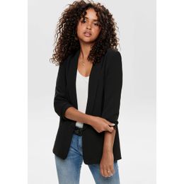 Kurzblazer Only "ONLELLY 3/4 LIFE BLAZER TLR NOOS", Damen, Gr. 38M, schwarz, Web, Obermaterial: 95% Polyester, 5% Elasthan, unifarben, sehr figurbetont normal, Blazer, mit 3/4 Ärmel
