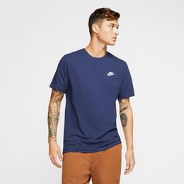 T-Shirt Nike Sportswear "CLUB MEN'S T-SHIRT", Herren, Gr. L, blau (marine), Obermaterial: 100% Baumwolle, regular fit normal, Rundhals, Shirts