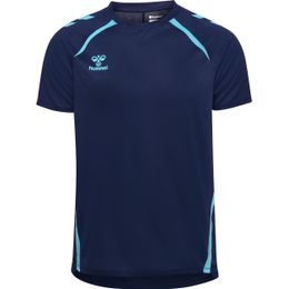 Trainingsshirt Hummel "HMLLEAD 2.0 JERSEY S/S", Herren, Gr. L, marine, blau fish, Obermaterial: 100% Polyester, Shirts