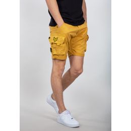 Shorts Alpha Industries "Crew Short Patch", Herren, Gr. 30, Normalgrößen, gelb (wheat), Obermaterial: 98% Baumwolle, 2% Elastan; Futter: 100% Baumwolle, Hosen