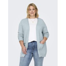 Strickjacke Only CARMAKOMA "CARESLY L/S OPEN CARDIGAN NOOS KNT", Damen, Gr. L, arona detail:melange, Strick, Obermaterial: 50% Viskose, 27% Nylon, 23% Polyester, meliert, regular fit hüftbedeckend, V-Ausschnitt, Rippstrickbündchen, Strickjacken