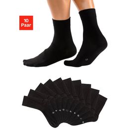 H.I.S. Basicsocken H.I.S, Damen, Gr. 35-38, schwarz (10x schwarz), Baumwollmischung, unifarben, elastisch, Socken, mit eingestrickten Symbolen