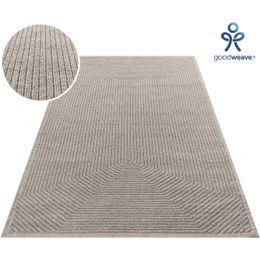 Wollteppich my home "Sola, handgewebt, Wolle, Hoch-Tief-Struktur" Gr. 1, beige (sand), B:60cm H:12mm L:90cm, Kunstfaser, Wolle, Teppiche, einfarbig, Wolle, Teppich, Wohnzimmer, Schlafzimmer, Esszimmer