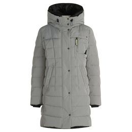 AMBER & JUNE Winterjacke AMBER & JUNE "Damen Winterjacke mit Kapuze", Damen, Gr. 34, salvia, Obermaterial: 100% Polyester. Besatz: 100% Polyamid. Futter: 100% Polyamid. Füllung: 100% Polyester. Ärmelfutter: 100% Polyester., tailliert, Jacken