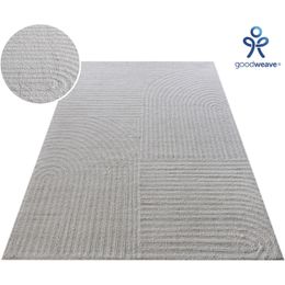 Wollteppich my home "Brevik, handgewebt, Wolle, Hoch-Tief-Struktur" Gr. 7, beige (sand), B:240cm H:11mm L:320cm, Baumwolle, Wolle, Teppiche, einfarbig, Wolle, Teppich, Wohnzimmer, Schlafzimmer, Esszimmer