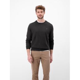 Strickpullover Lerros "Lerros Herren Basic Strickpullover", Herren, Gr. L, schwarz, 100% Baumwolle, Rundhals, Pullover