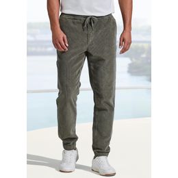 Jogger Pants John Devin "- elastische Cordhose im Jogg Pants Style", Herren, Gr. S (44/46), N-Gr, salbei, Cord, Obermaterial: 98% Baumwolle, 2% Elasthan, bequem lang, Hosen, auch in großen Größen